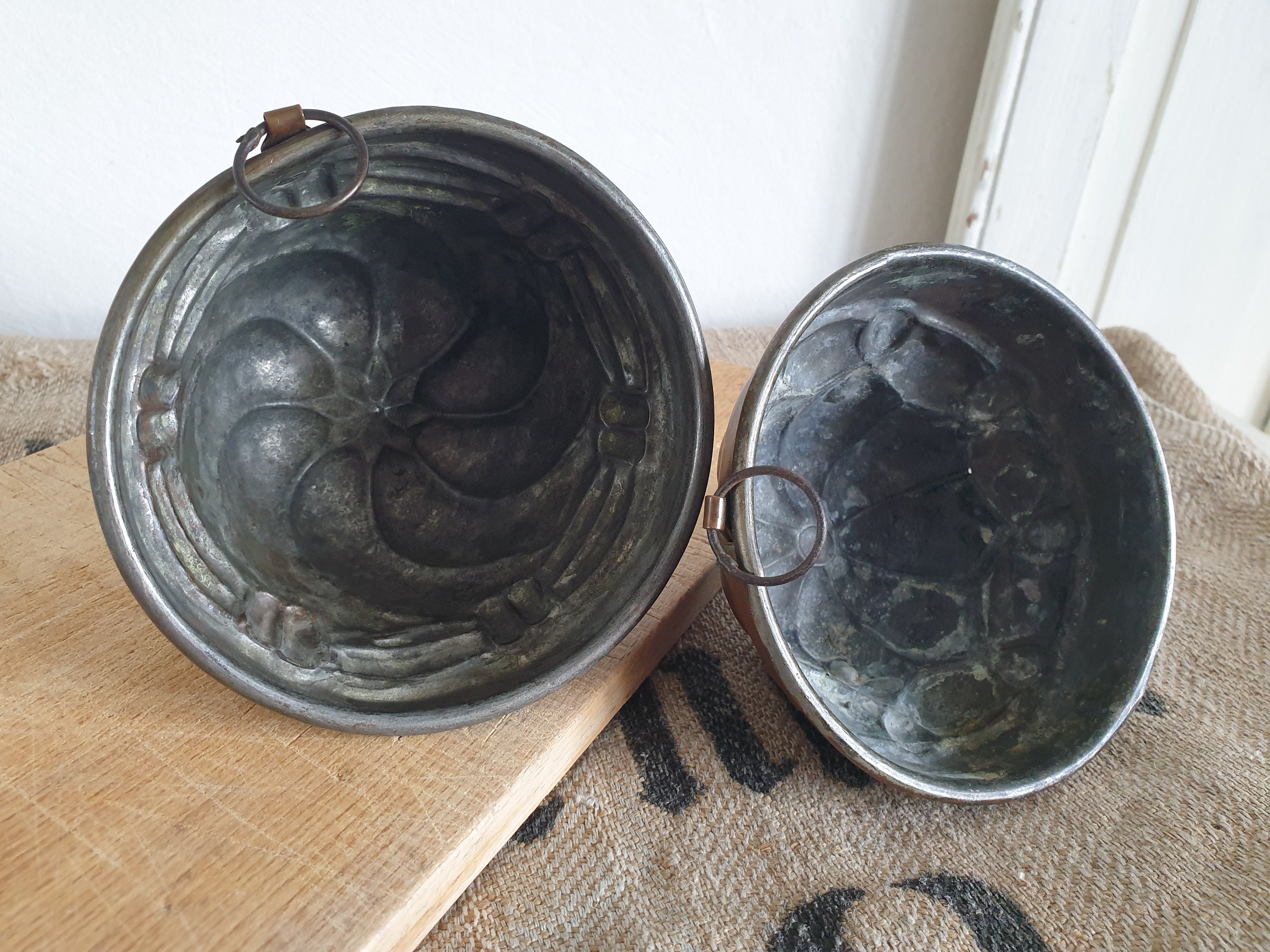 Set of 2 Old Baking Pans Made of Copper, Antique, Terrine, Pudding Mold ...
