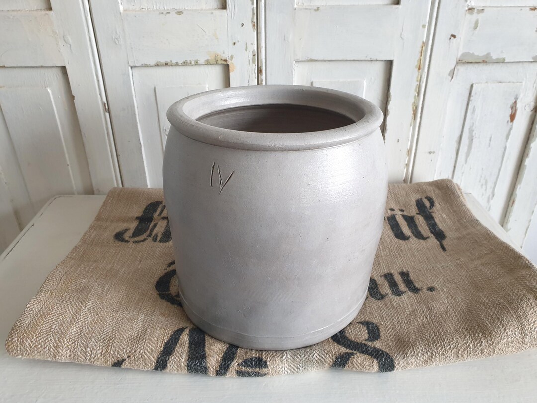 Old Stone Pot, Large Antique Cabbage Pot, Salt Glaze, Lard Pot ...