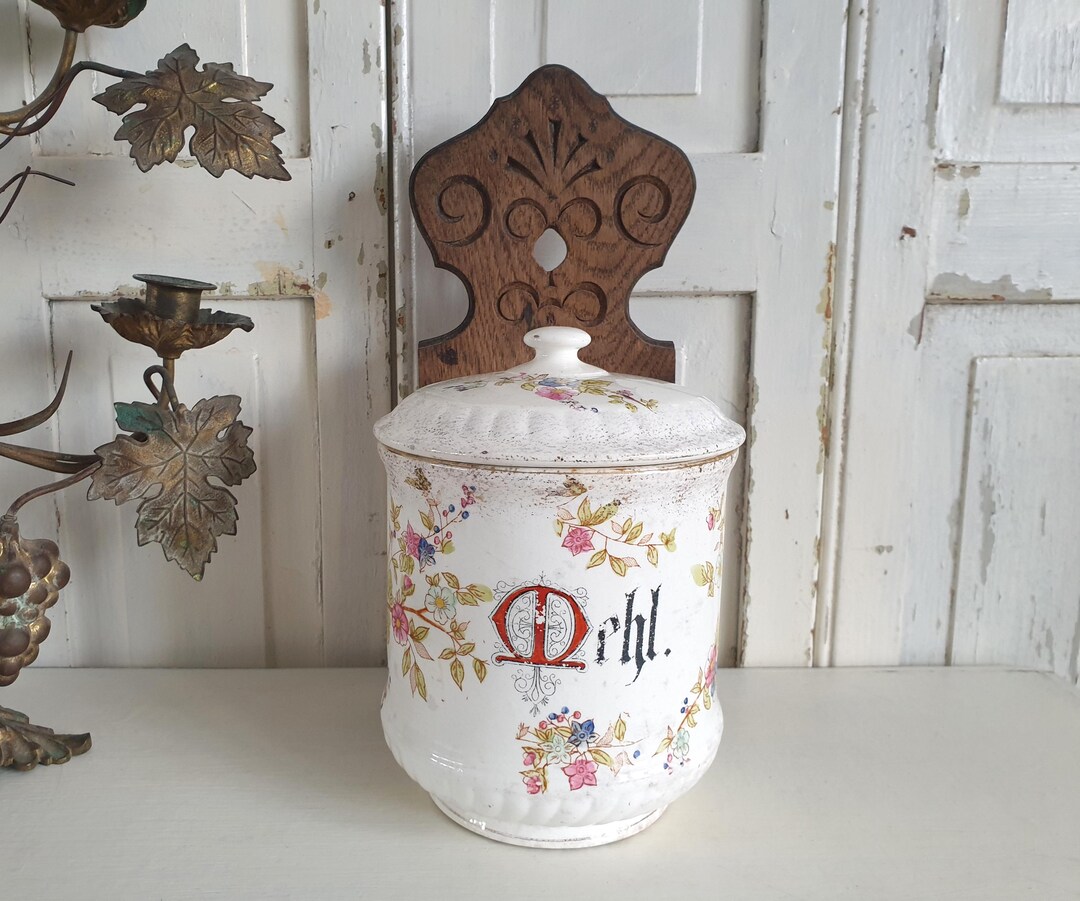Antique Storage Jar, Flour Container, Antique Wall-mounted Flour ...