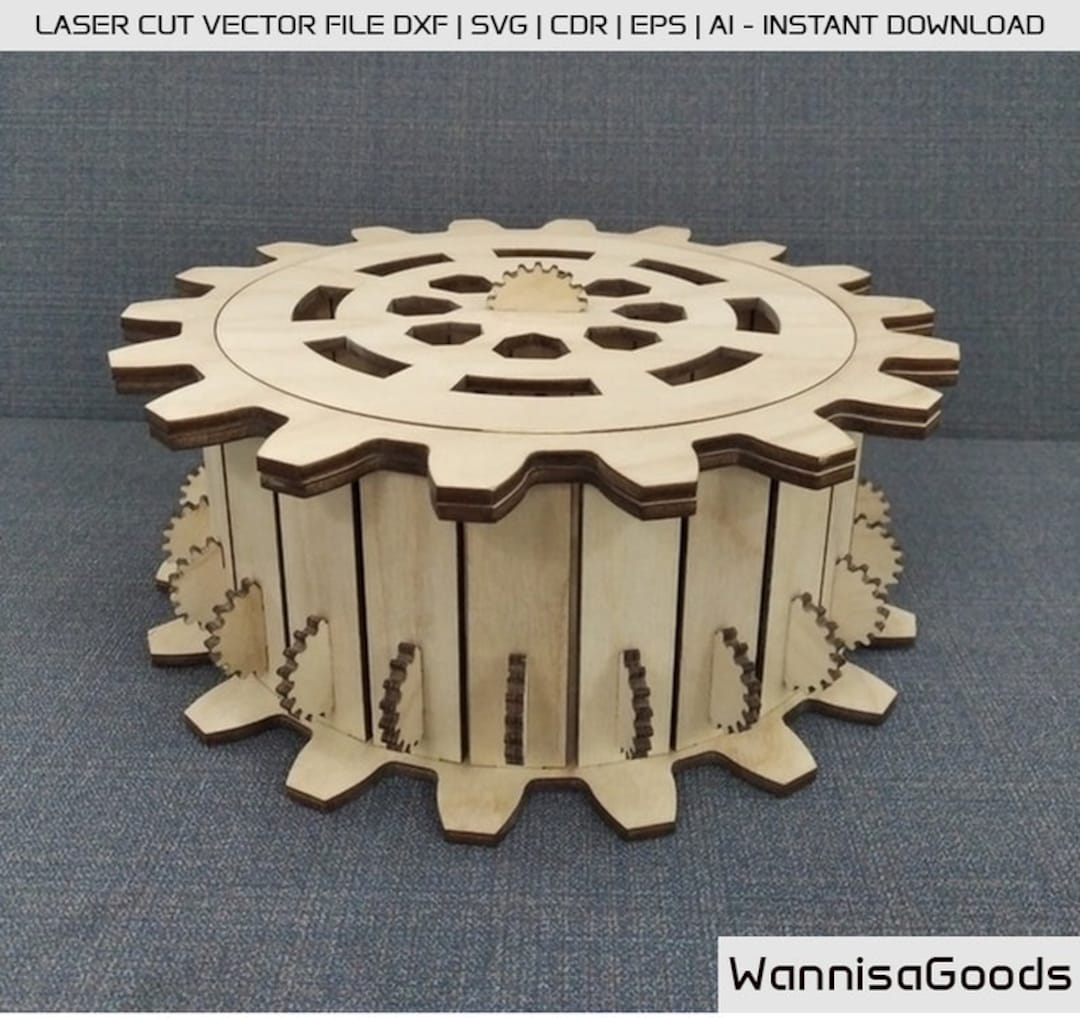 Laser Cut Puzzle Gear Box Plywood Caskets and Boxes Laser Cut Vector ...