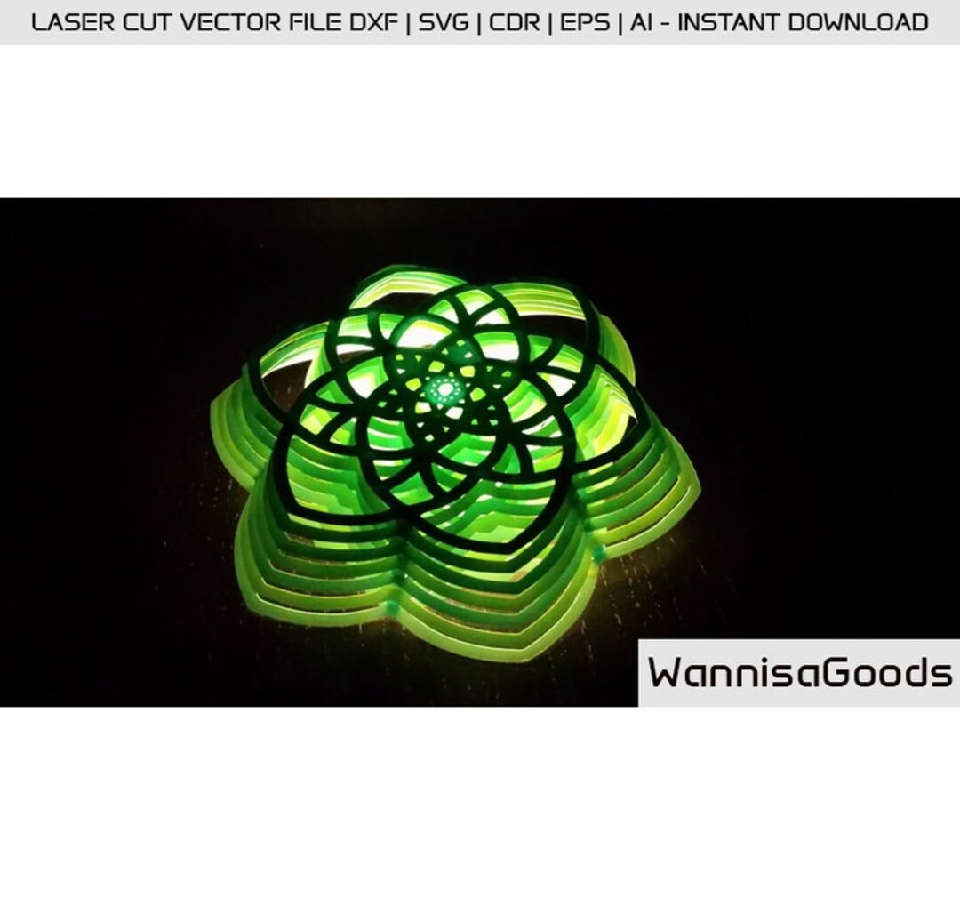 Laser Cut Puzzle Lamp Flower Dxf Files for Cnc Lamps Laser Cut Cnc ...