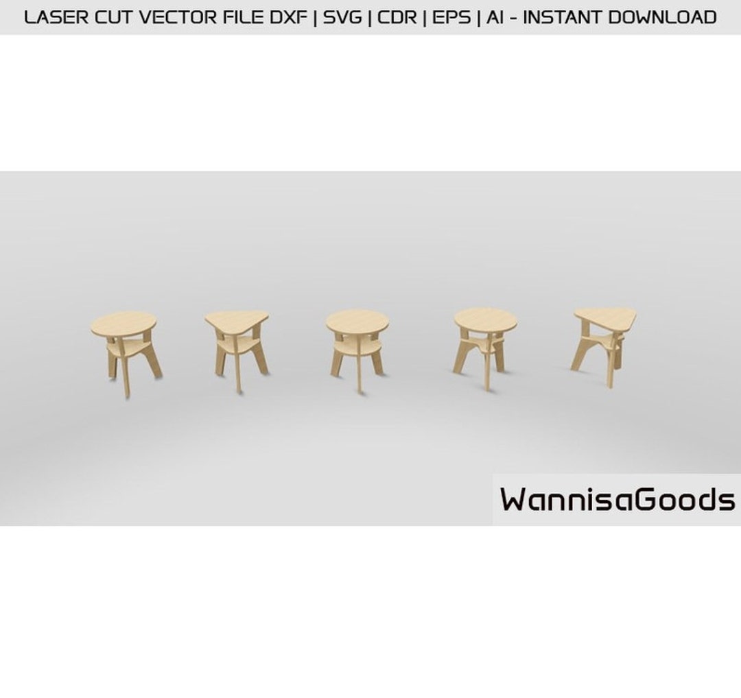 Laser Cut File Stool 3 Legs Laser Cut Pattern Furniture Laser Cut ...