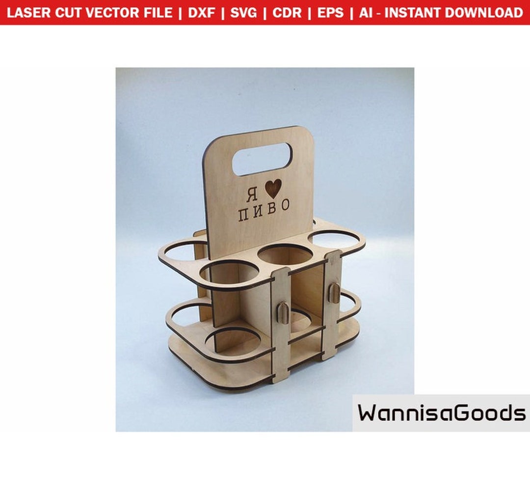 Beer Carrier 6 Bottles Laser Cut Files Svg Dxf, Dxf Files for Laser ...