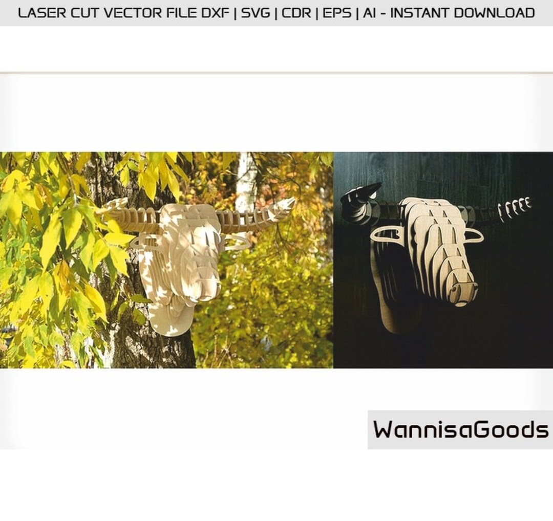 Laser Cut File Bull Head Dxf Laser Cut Animals Laser Vector Lasercut ...