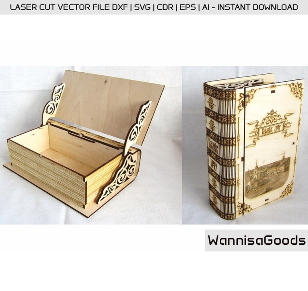 Laser Cut Puzzle Casket Book Laser Cut Vector Caskets and Boxes Cnc Laser Dxf Files for Cnc Cnc ...