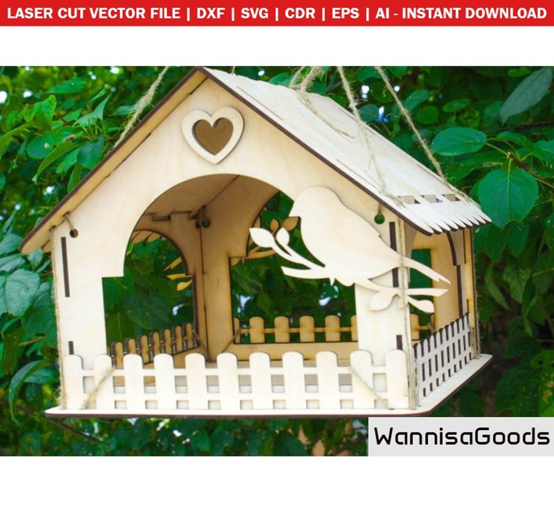 Cute Bird House Laser Cut Files SVG DXF CDR Vector Plans, Files Instant ...