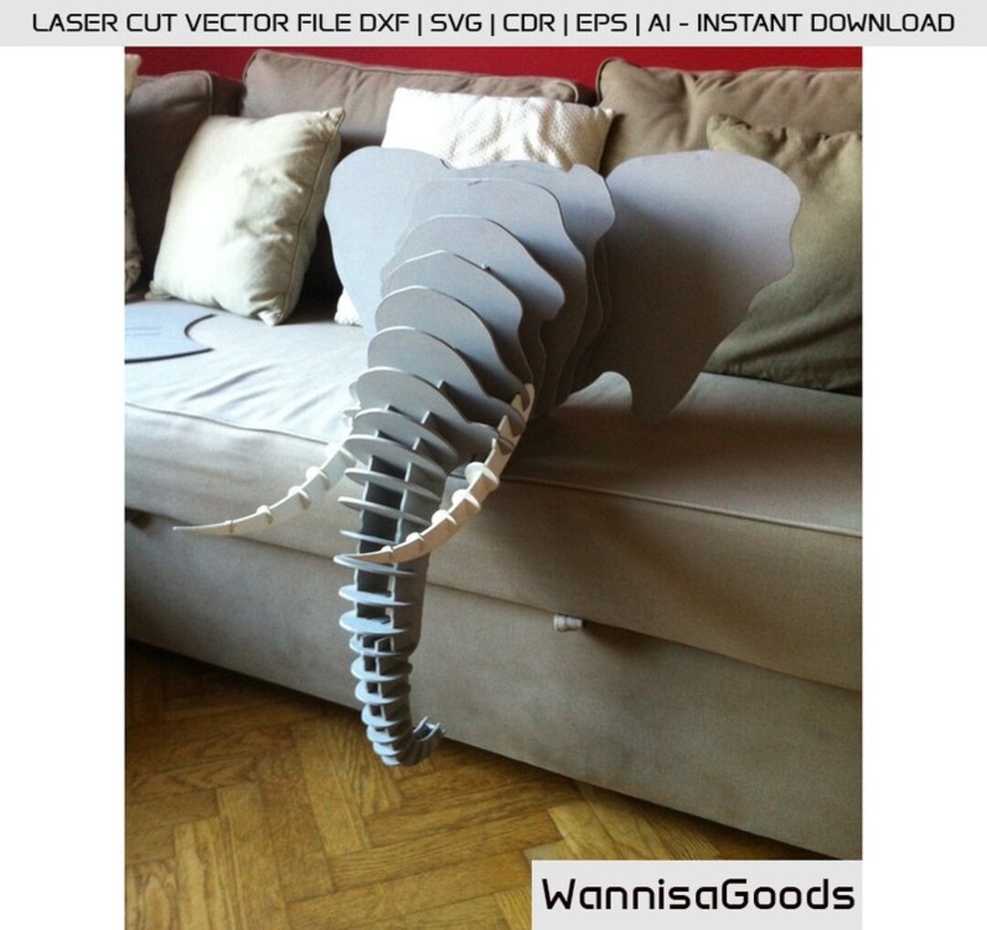 Laser Cut File Elephant Head Laser Cut Wood Animals Lasercut Wooden ...