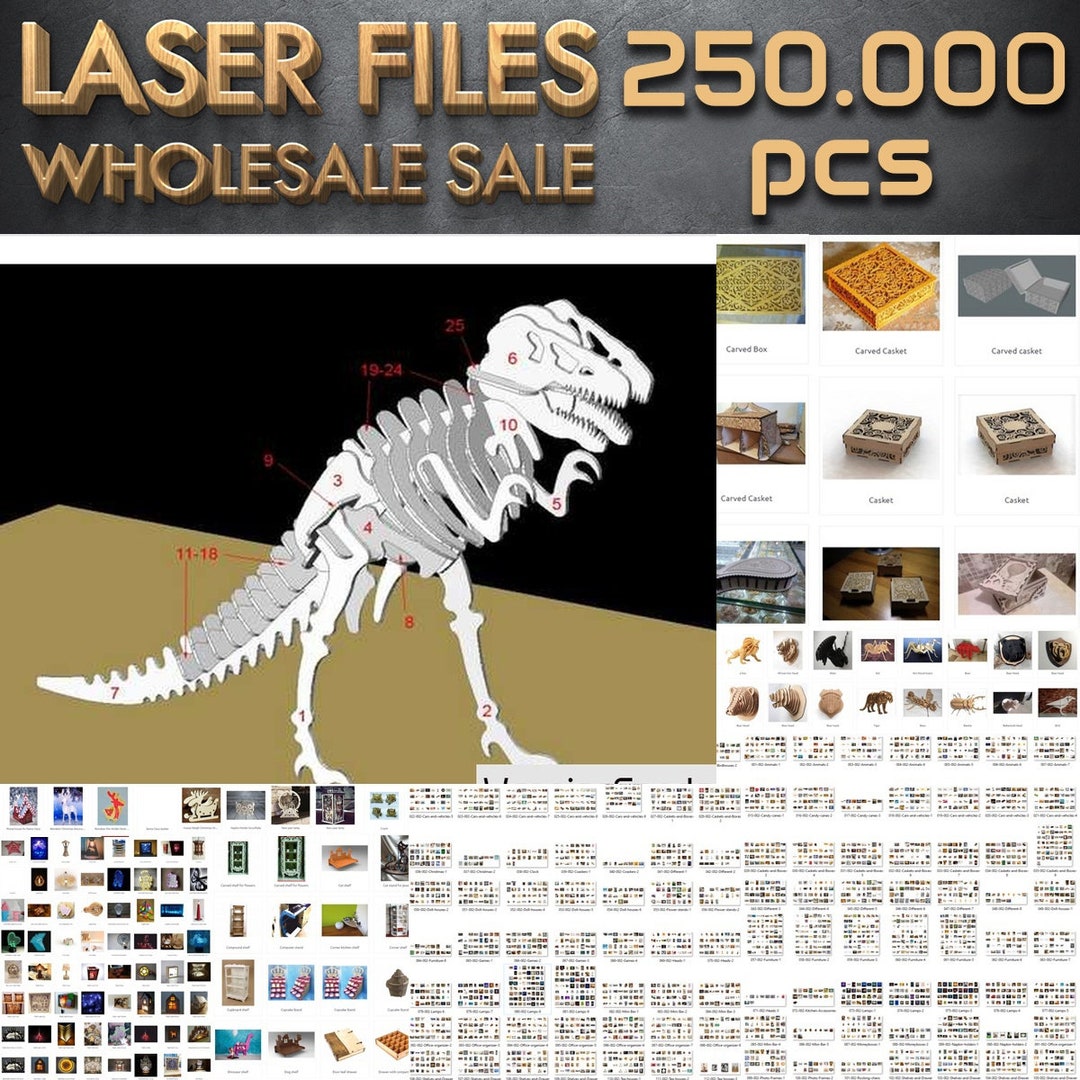 250.000 Laser Cut Files T-rex Laser Cut, Laser Cut Vector, 3d Puzzle ...