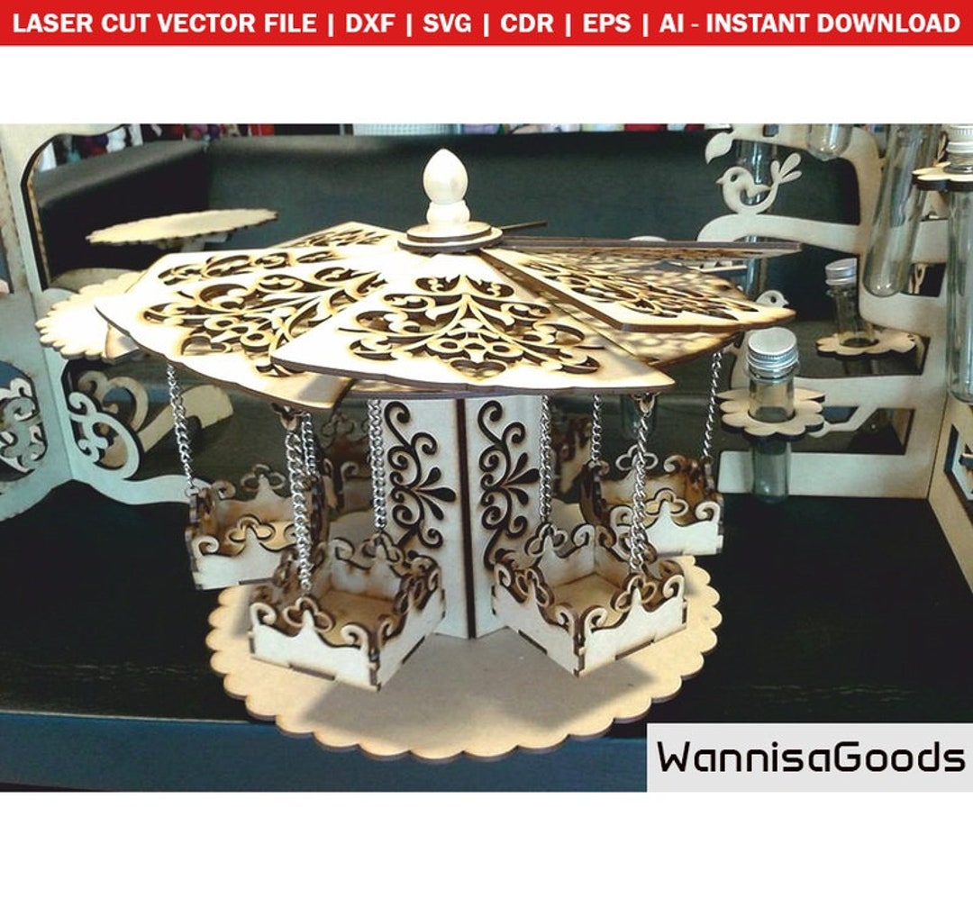 Carousel Laser Cut Svg Dxf, Cnc Plans, Woodworking Plans, Cnc Vector ...