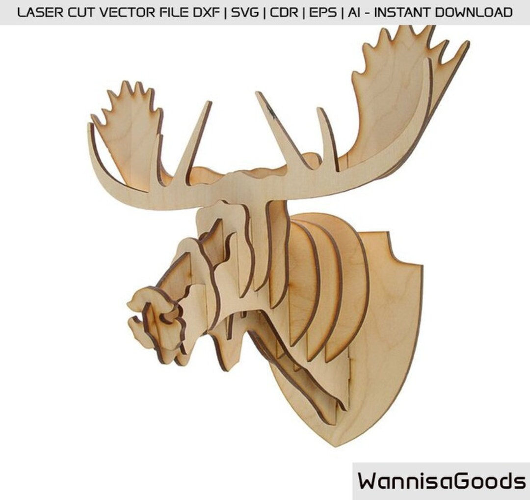 Laser Cut Puzzle Moose Head Dxf Files for Laser Animals Laser Cut File ...
