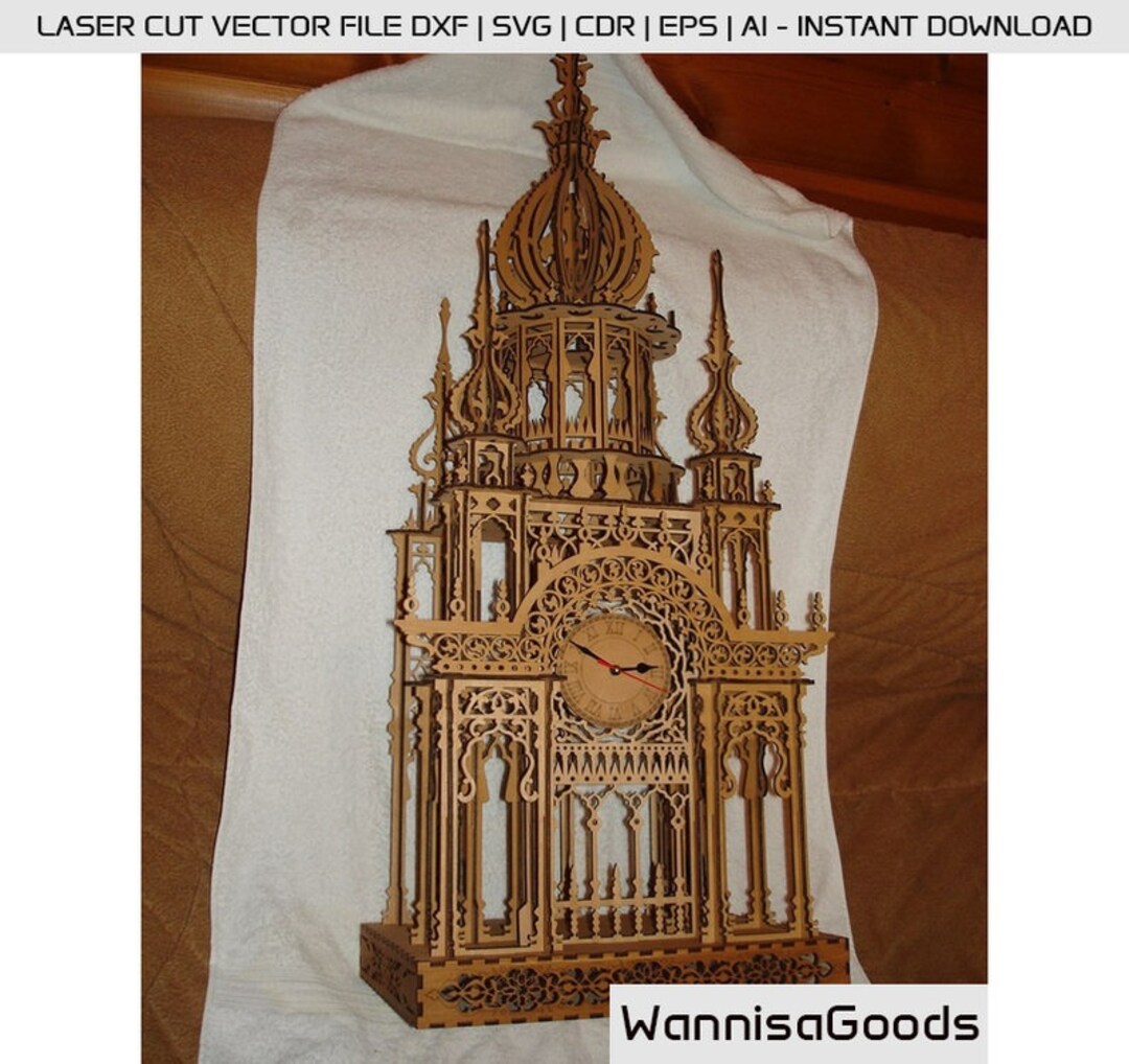 Laser Cut File Clock Tower Cnc Wood Different Puzzle Download Vector ...