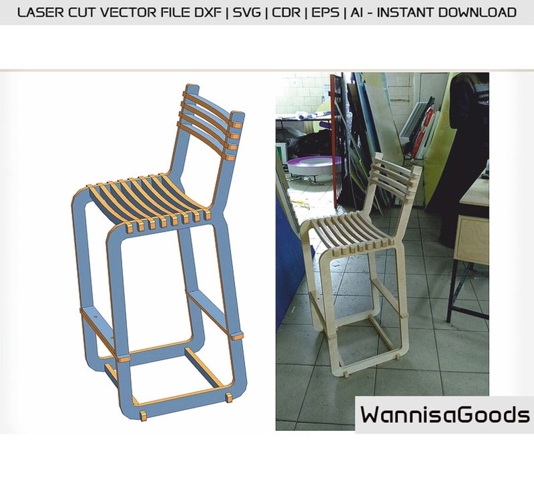 Laser Cut File Bar Stool Laser Cut Vector Furniture Cnc Laser Dxf Files ...
