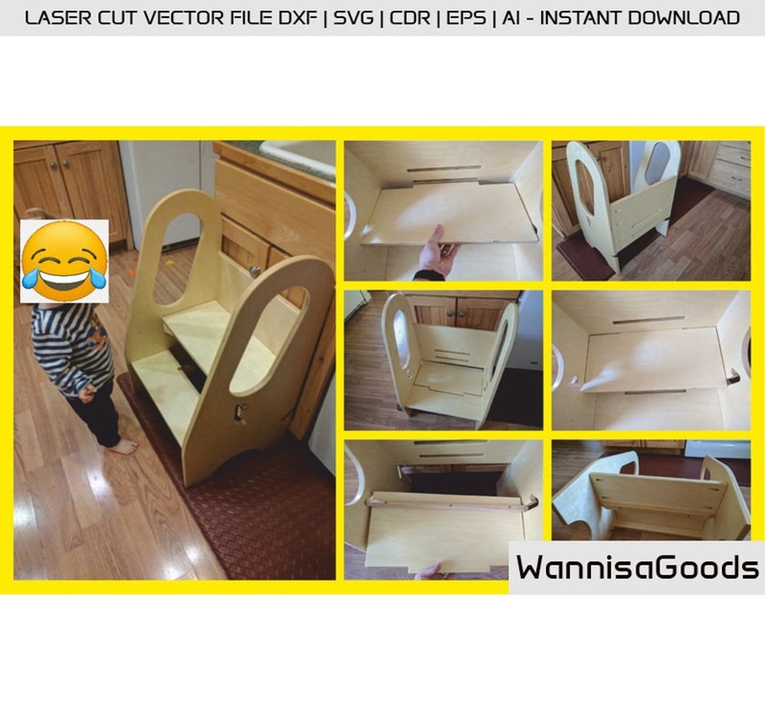 Laser Cut Puzzle Children Ladder Chair Laser File Furniture Dxf Laser ...
