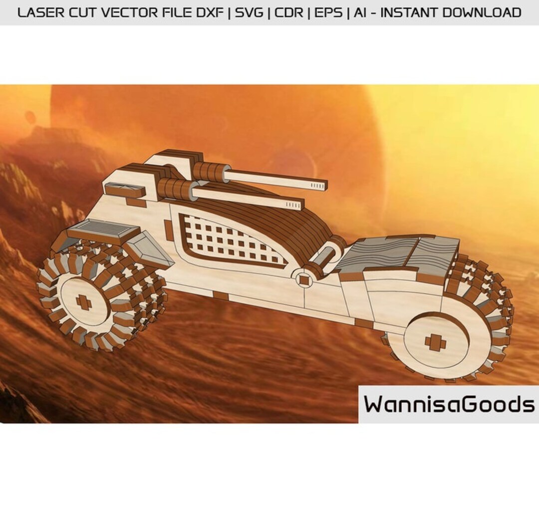 Laser Cut Puzzle Cut Dune 2 Raider Trike Wooden Toy Laser Cut Vector ...