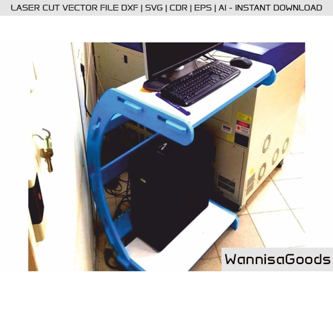 Laser Cut File Computer Stand Dxf Files for Cnc Shelves and Drawers ...