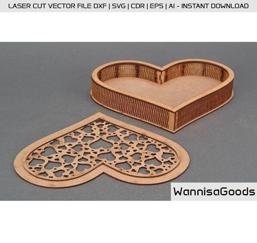 Laser Cut File Casket Heart Vector Plan Caskets and Boxes Cnc Patterns ...