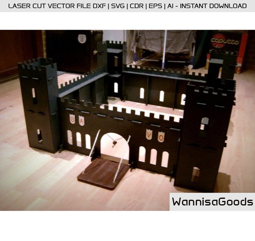 Laser Cut File Castle Laser Cut Template Doll Houses Wooden Puzzle ...