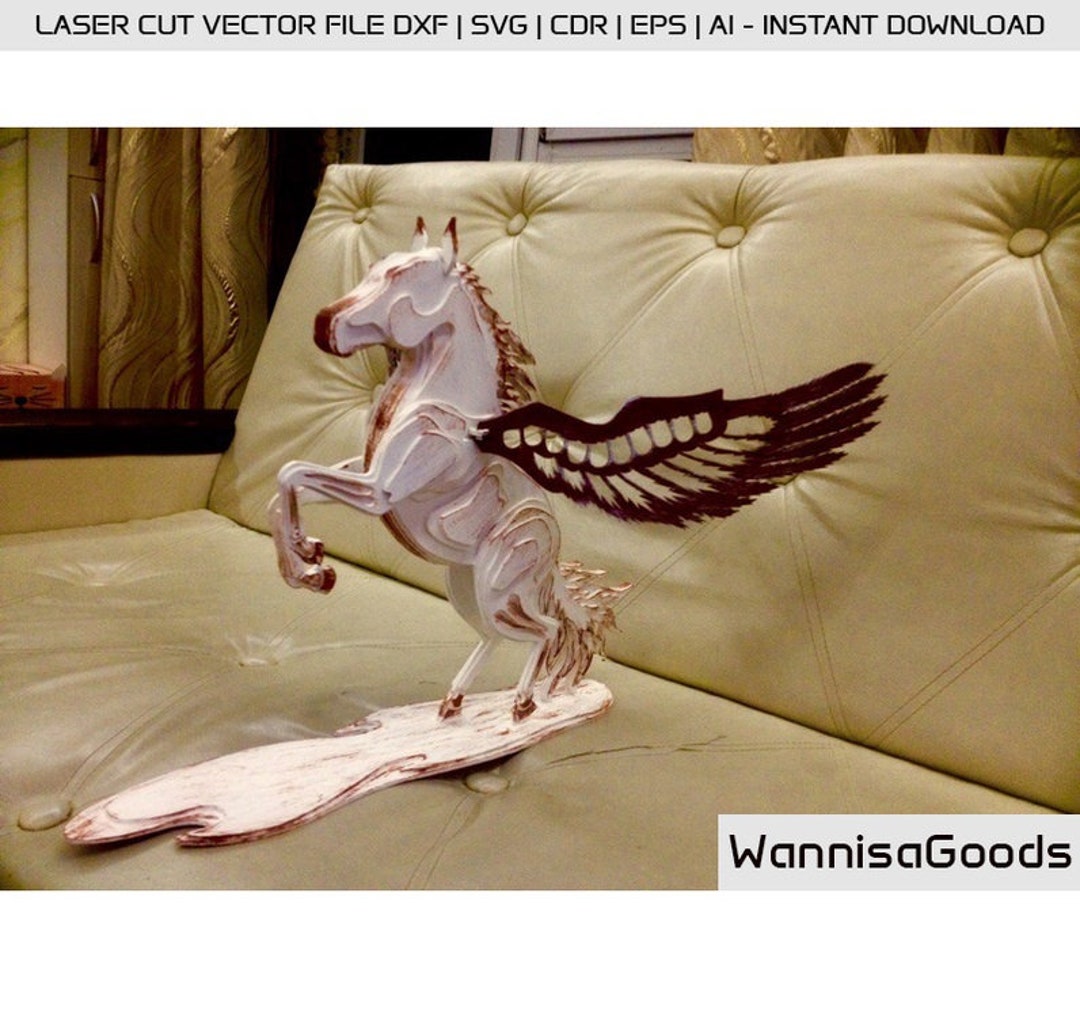 Laser Cut Puzzle Pegasus Laser Cut File Animals Cnc Files for Wood ...