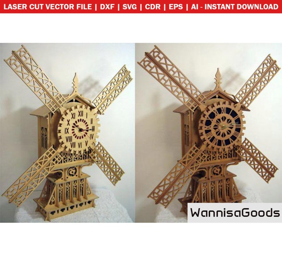 Watch the Windmill Laser Cut Files SVG, DXF Vector Plans, Glowforge ...
