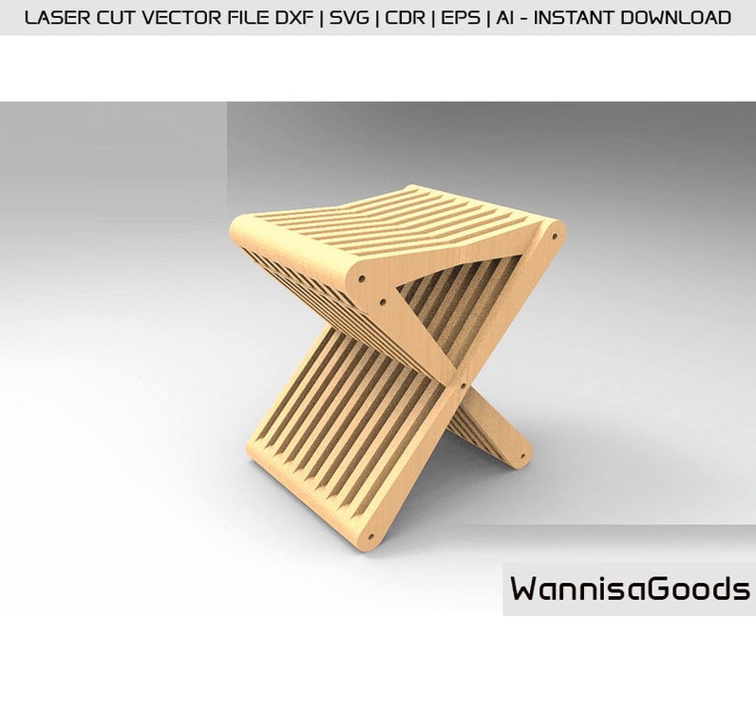 Laser Cut File Folding Stool Digital Puzzle Furniture Laser Cutting Dxf ...