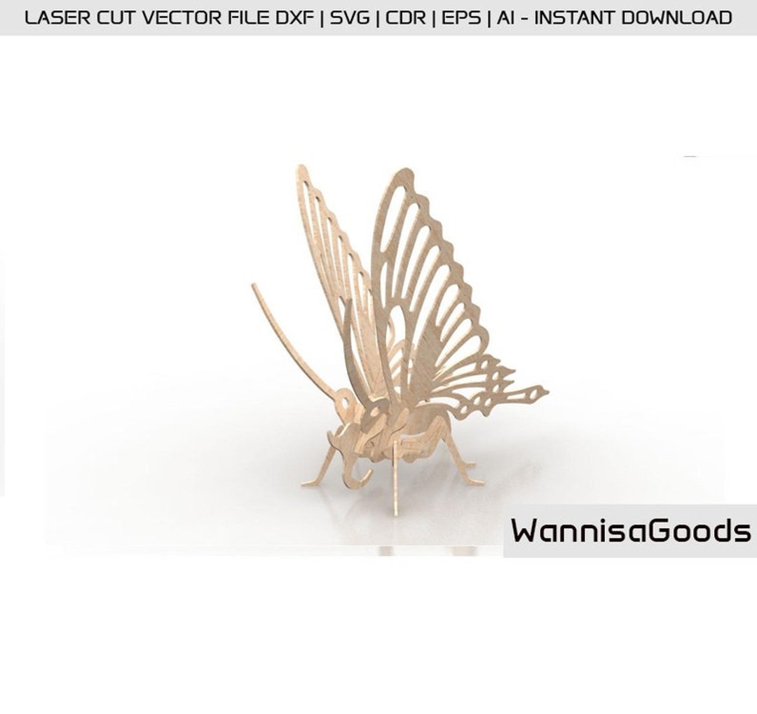Laser Cut Puzzle Butterfly Wood Insect Glowforge Files Animals Laser ...