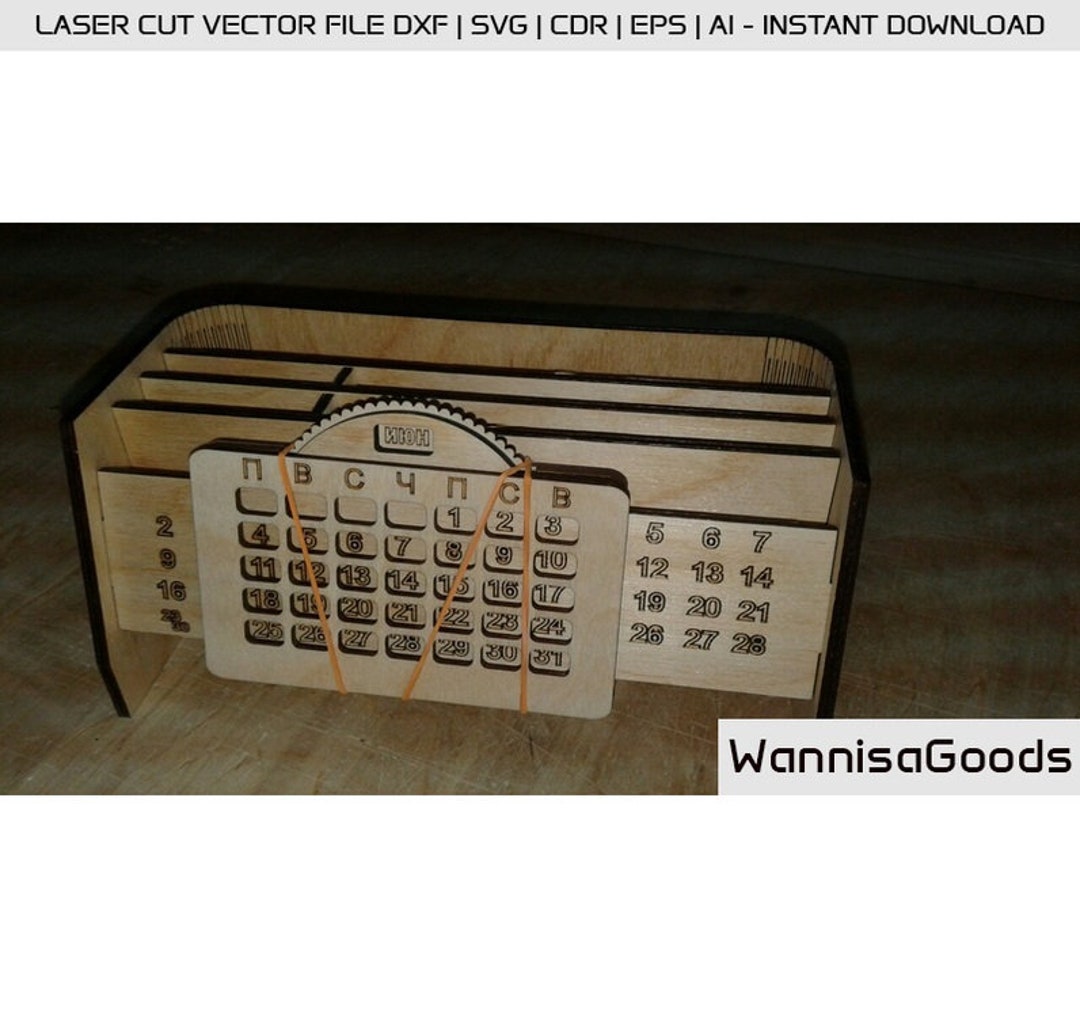 Laser Cut File Perpetual Calendar Organizer Dxf Files for Cnc Office ...