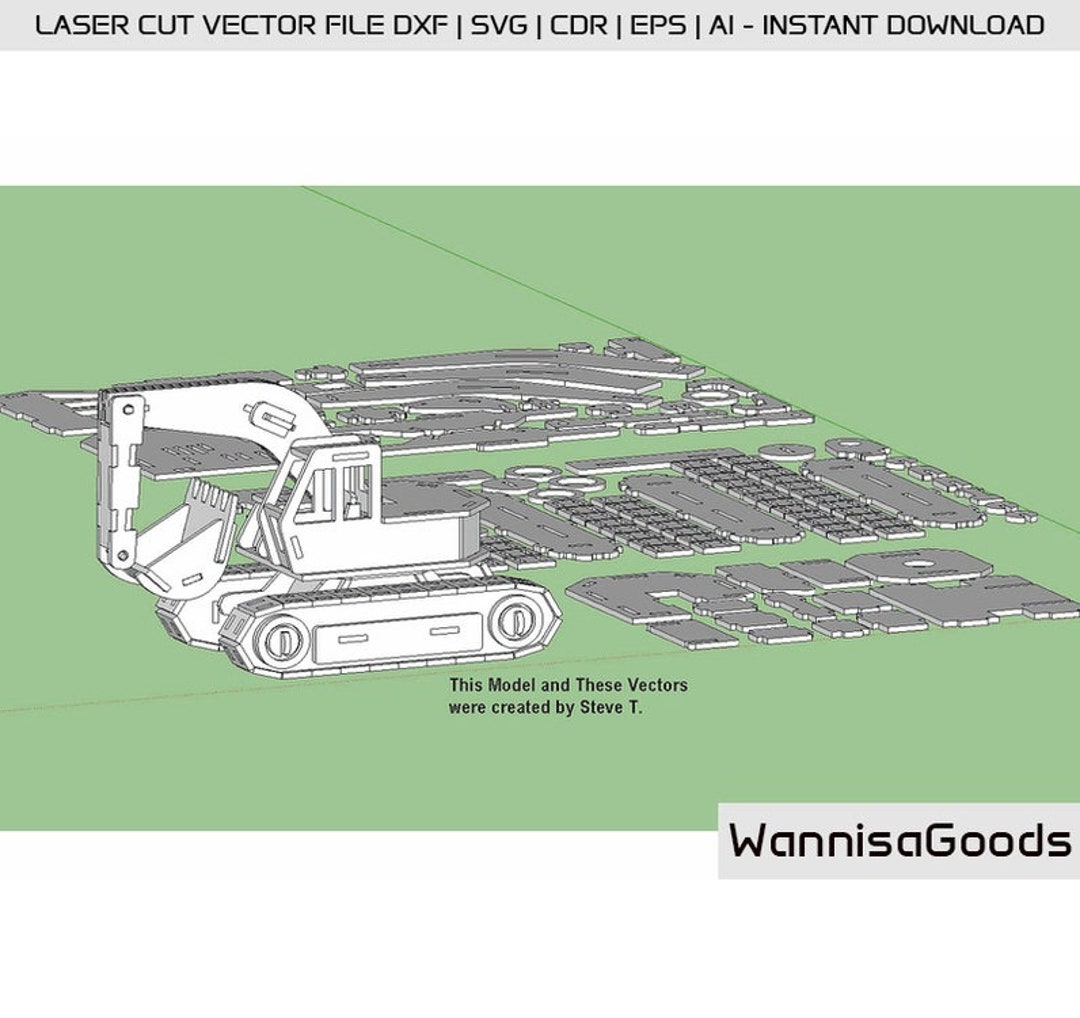 Laser Cut File Excavator Dxf Files for Cnc Cars and Vehicles Laser Cut ...