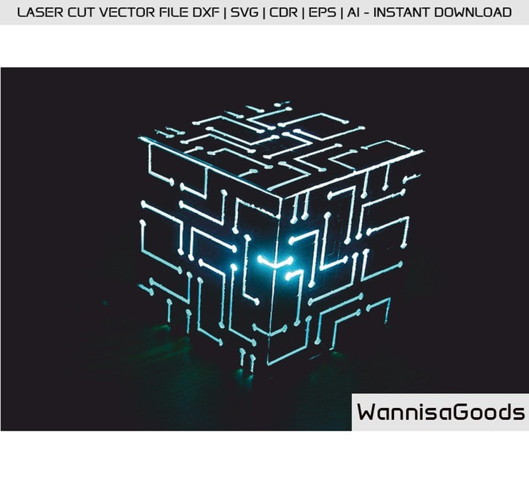 Laser Cut File Lamp Cube Laser Engraving Lamps Laser Cut Puzzle 3d ...