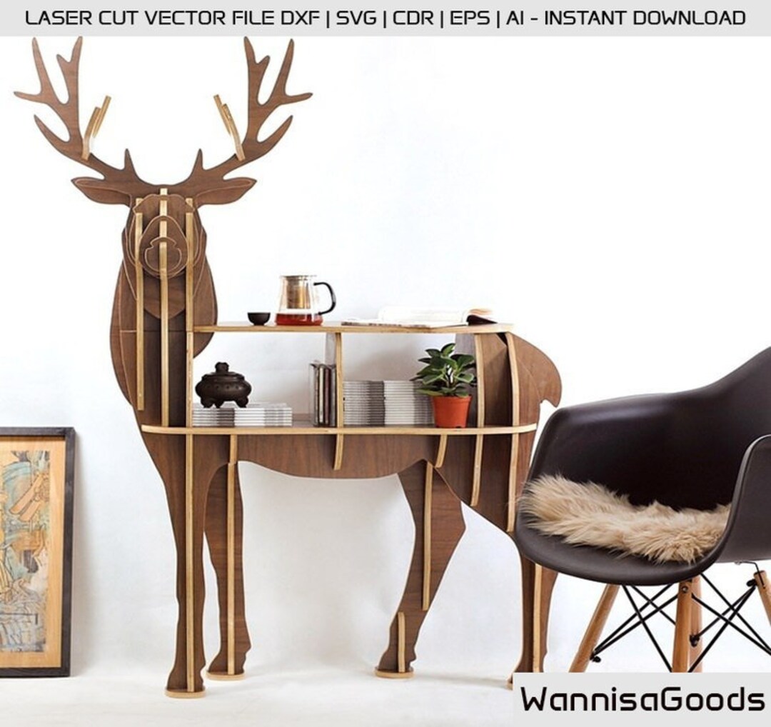 Laser Cut File Deer Shelf Cnc Pattern Shelves and Drawers Glowforge ...