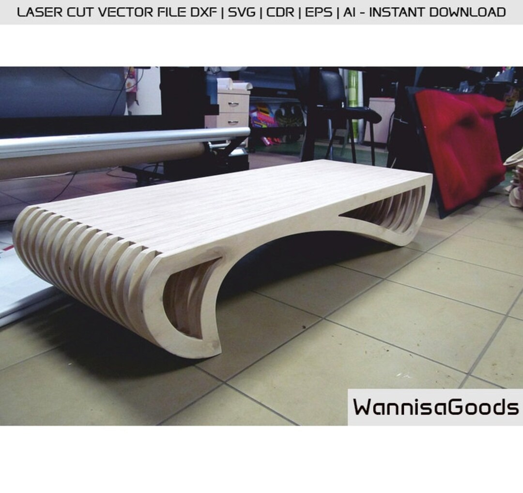 Laser Cut Puzzle Bench Table Wavy Laser Cutting Furniture Laser File ...