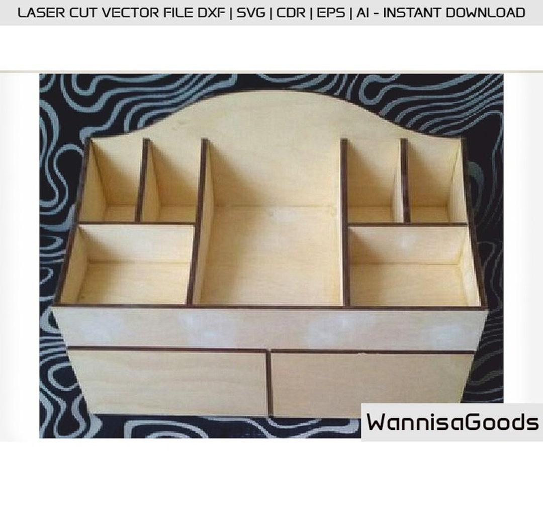Laser Cut Puzzle Chest of 2 Drawers Laser Cut Vector Office Organizer ...