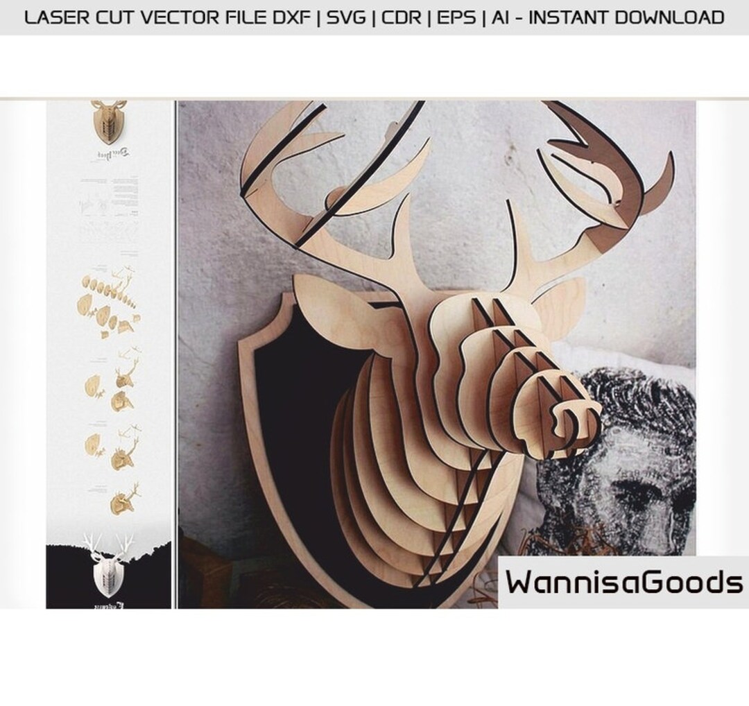Laser Cut File Deer Head Lazer Cut Animals Vector Plan Laser Cut ...