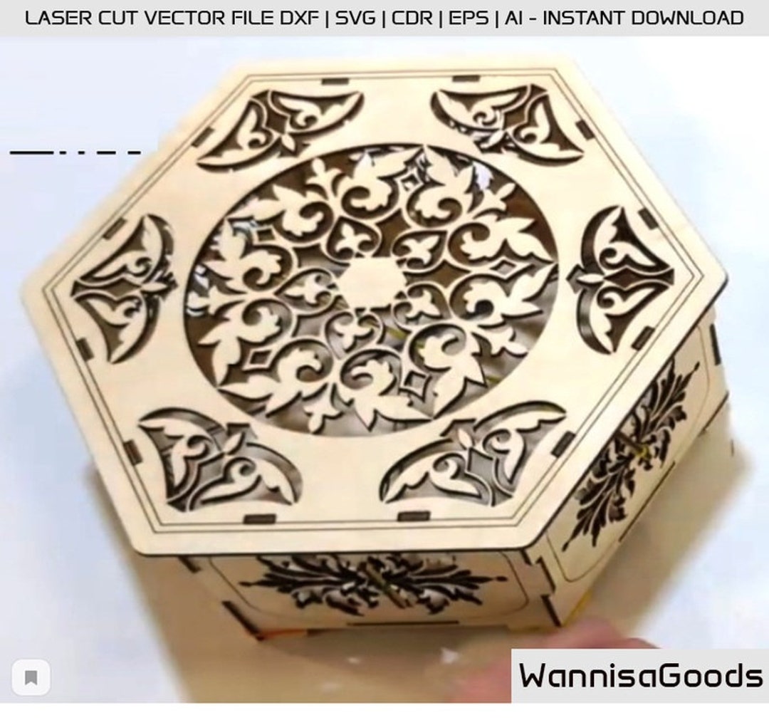 Laser Cut Puzzle Hexagon Box Cnc Router Files Caskets and Boxes Cnc ...