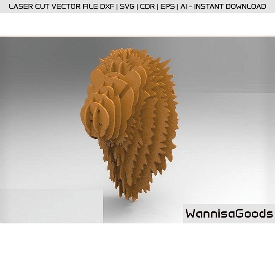 Laser Cut Puzzle Lion Head Dxf Files for Laser Animals Laser Cut File ...