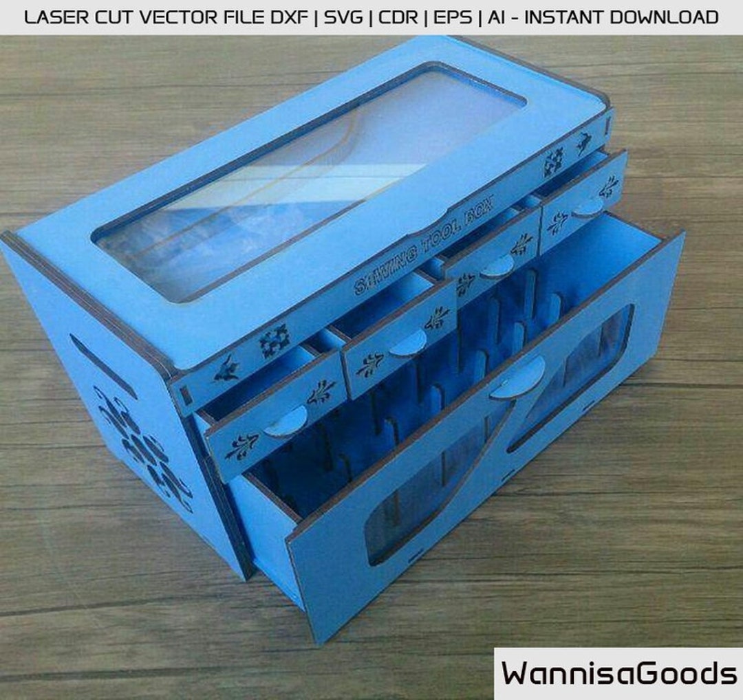 Laser Cut File Thread Storage Box Needlework Organizer Cnc Plans ...
