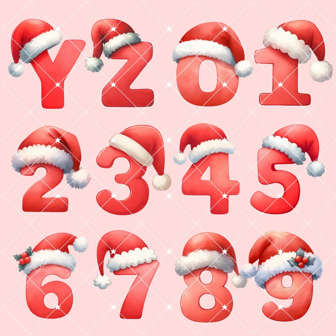 Watercolor Christmas Alphabet and Numbers, Alphabet Letters Bundle, A-Z ...