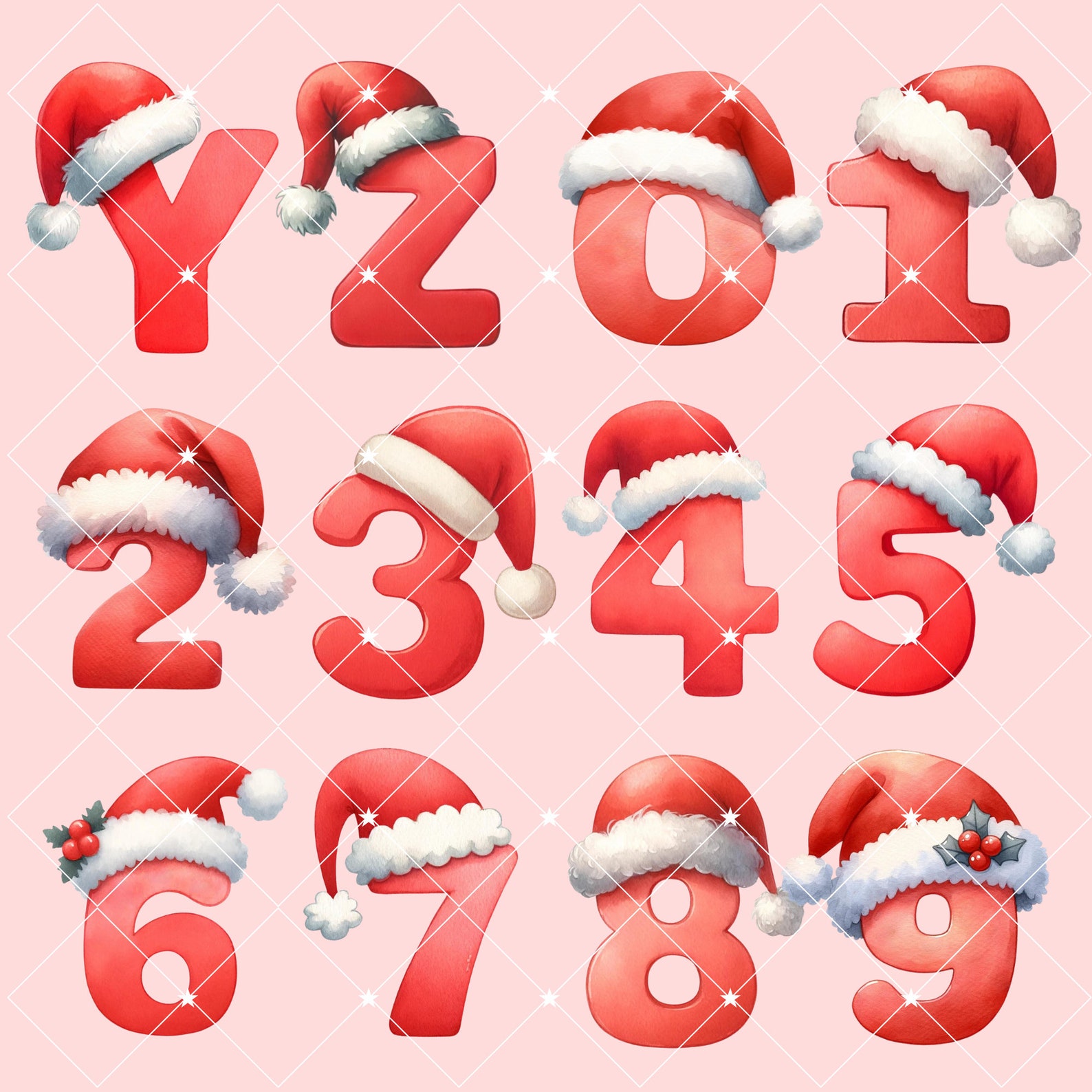 Watercolor Christmas Alphabet and Numbers, Alphabet Letters Bundle, A-Z ...