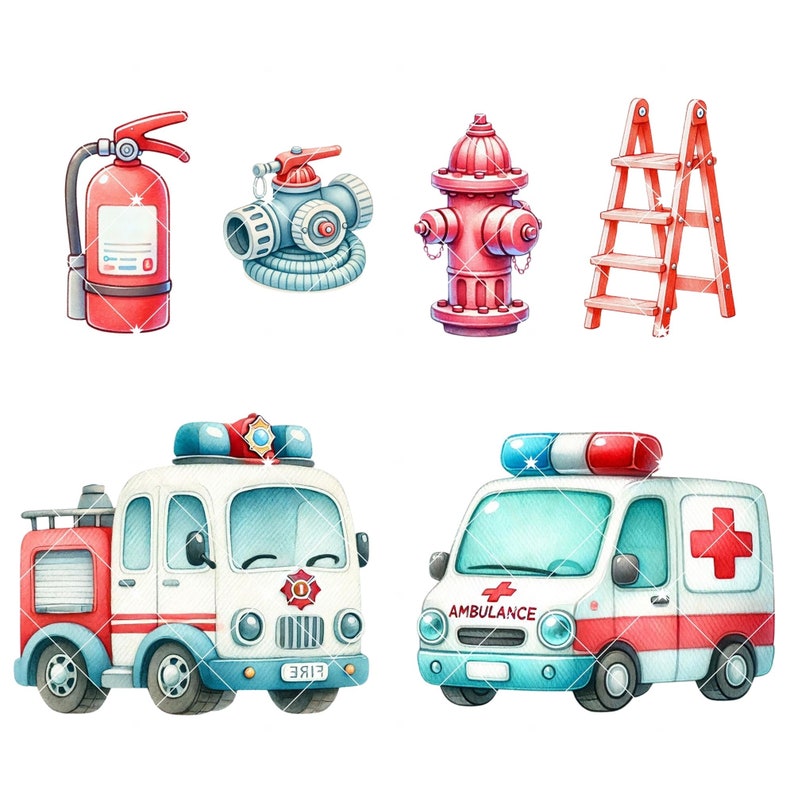Firefighters Clipart Bundle, Watercolor Fire Department, Firemen, Fire ...