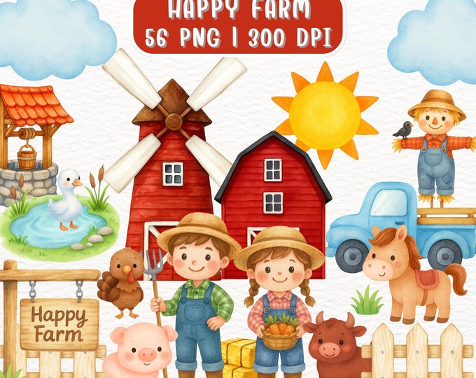 Farm Clipart, Cute Farm Animals, Nursery Decor, Farm and Animals ...