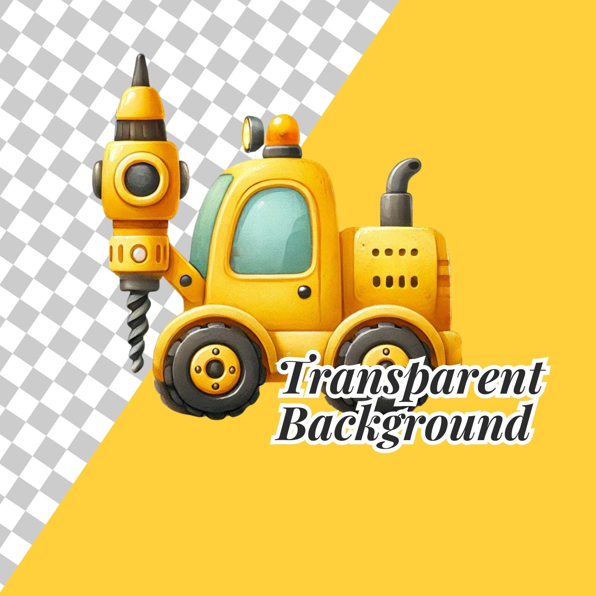 Cute Construction Vehicle Clipart, Backhoe, Crane, Excavator, Truck PNG ...