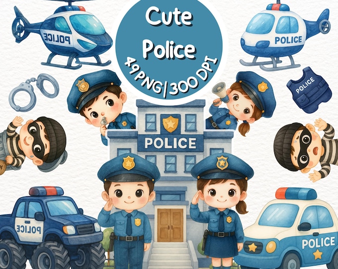 Polizei Alphabet & Zahlen Clipart: Cop Buchstaben PNG (digitaler ...