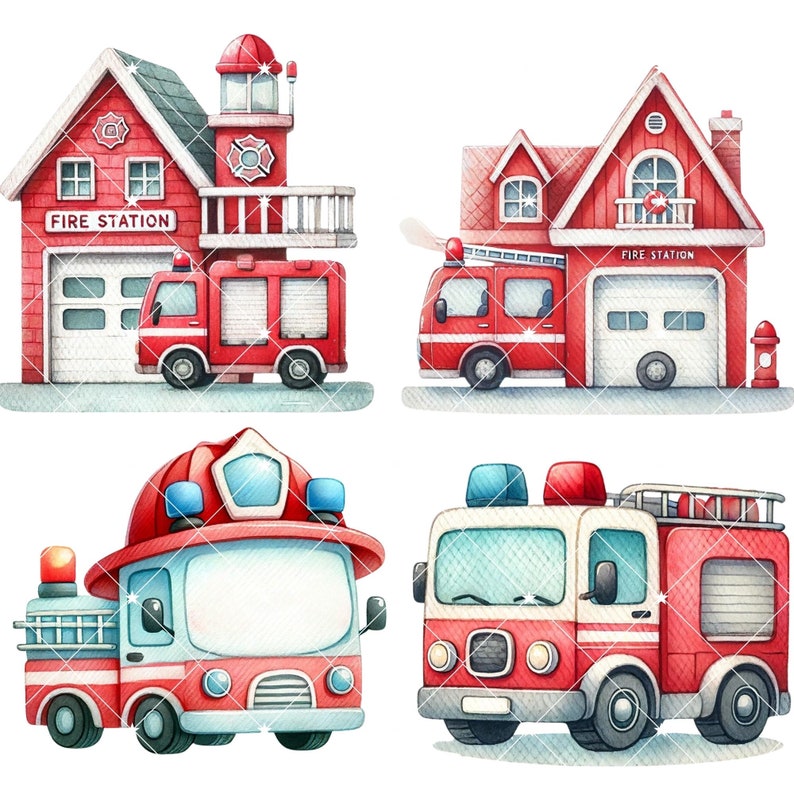 Firefighters Clipart Bundle, Watercolor Fire Department, Firemen, Fire ...