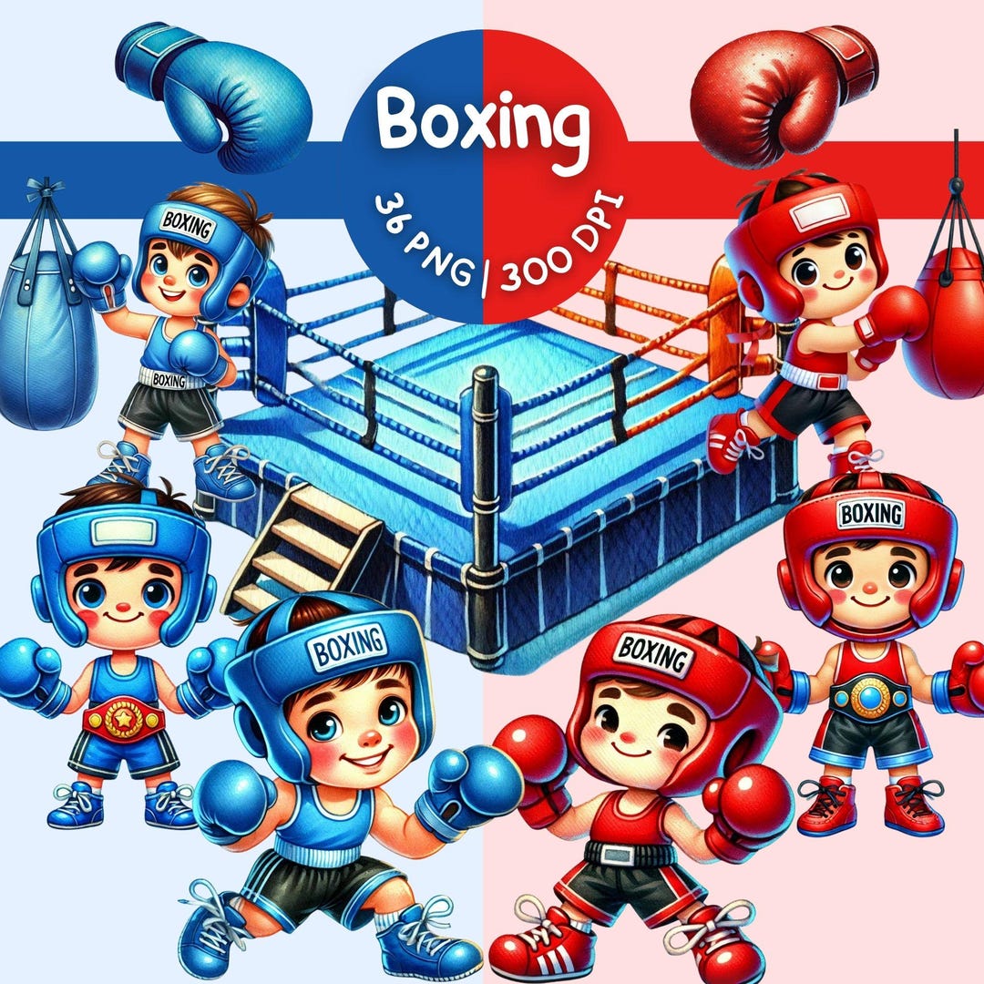 Boxing Boy Clipart, Boxing Watercolor PNG, Little Kid With Boxing ...