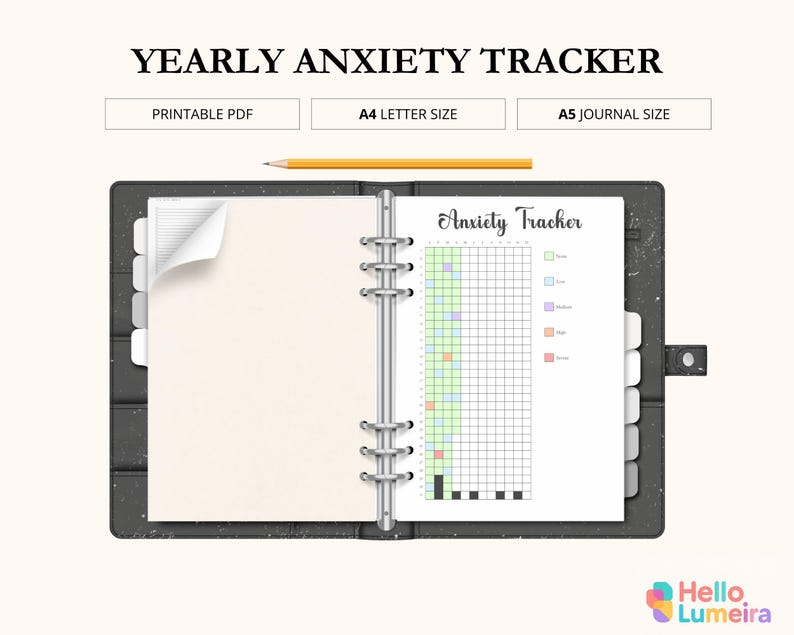 Yearly Anxiety Tracker | PRINTABLE Journal Page | PRINTABLE Planner ...