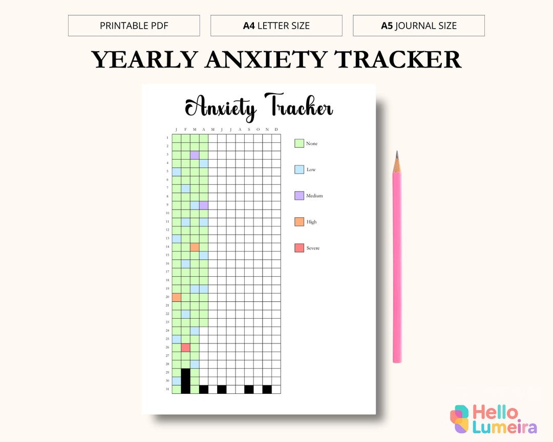 Yearly Anxiety Tracker | PRINTABLE Journal Page | PRINTABLE Planner ...