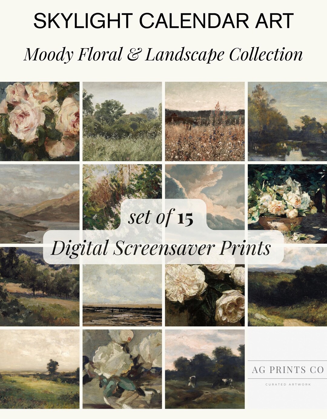 Skylight Calendar Wallpaper – Set of 15 Digital Art Prints ...