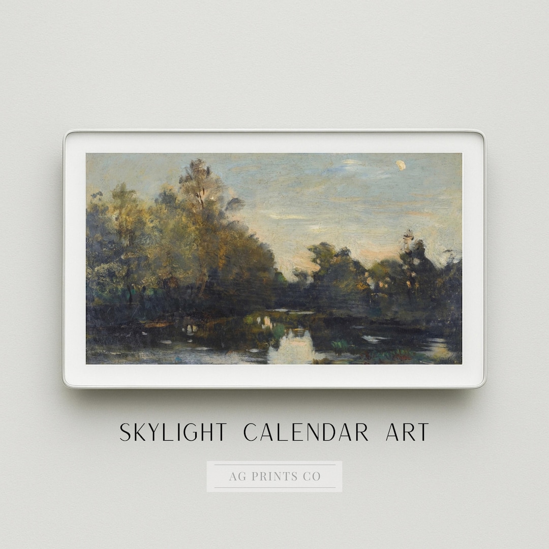 Skylight Calendar Art | Vintage Riverscape Painting | Country Artwork ...