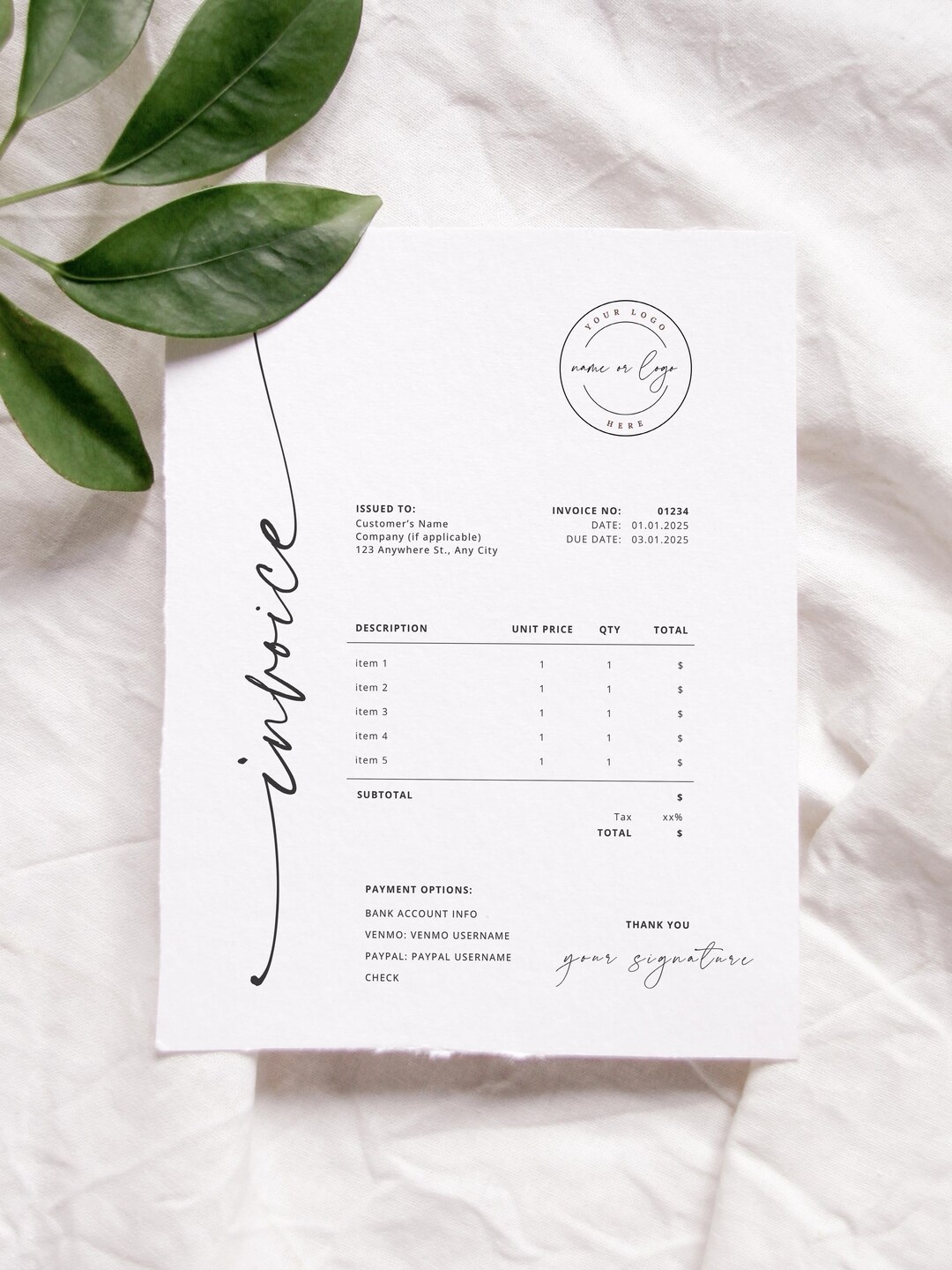 Editable Invoice Template | Modern Clean Aesthetic | Canva Business ...