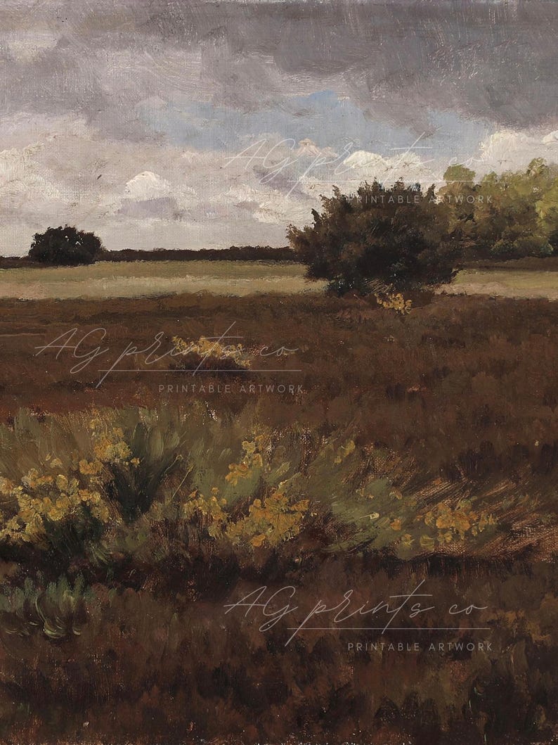Vintage Countryside Painting: Art Print With Rural Landscape | Scenery ...