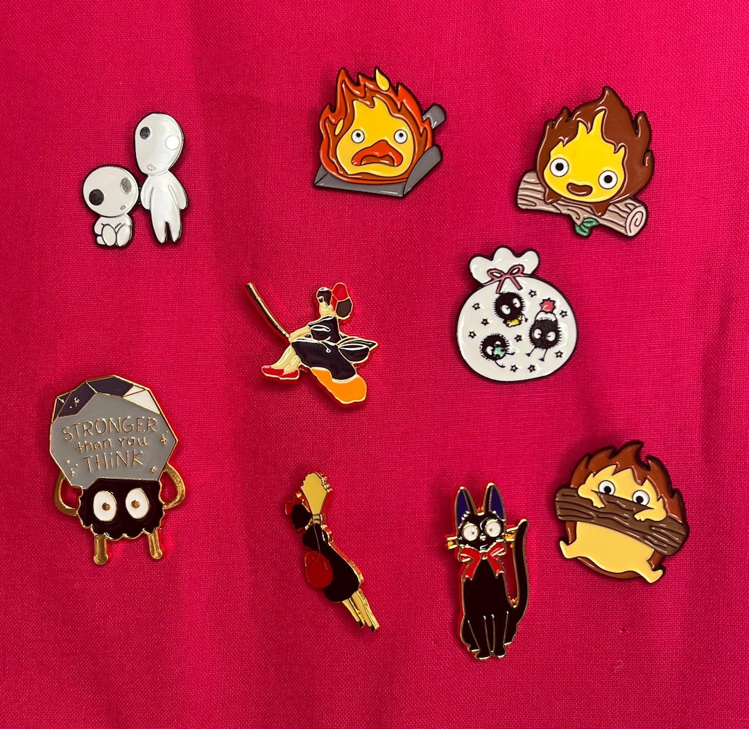 Studio Ghibli Enamel Pin Badges: Howls Moving Castle, Calcifer, Kiki's ...